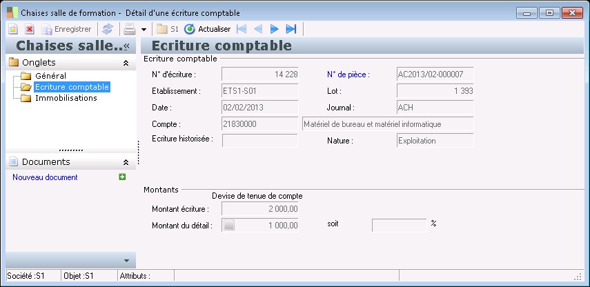 Détail d'une écriture comptable